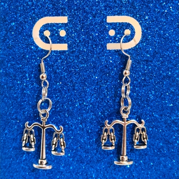 Handmade | Jewelry | Justice Balance Scales Silver Toned Earrings ...